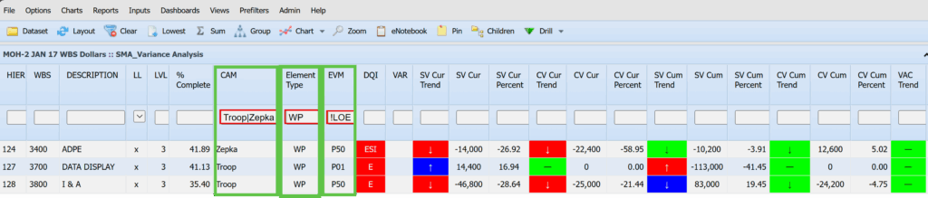 Encore Analytics Empower™: Filtering Project Data Interactively