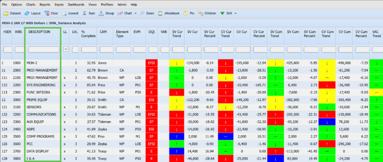 Encore Analytics Empower™: Filtering Project Data Interactively